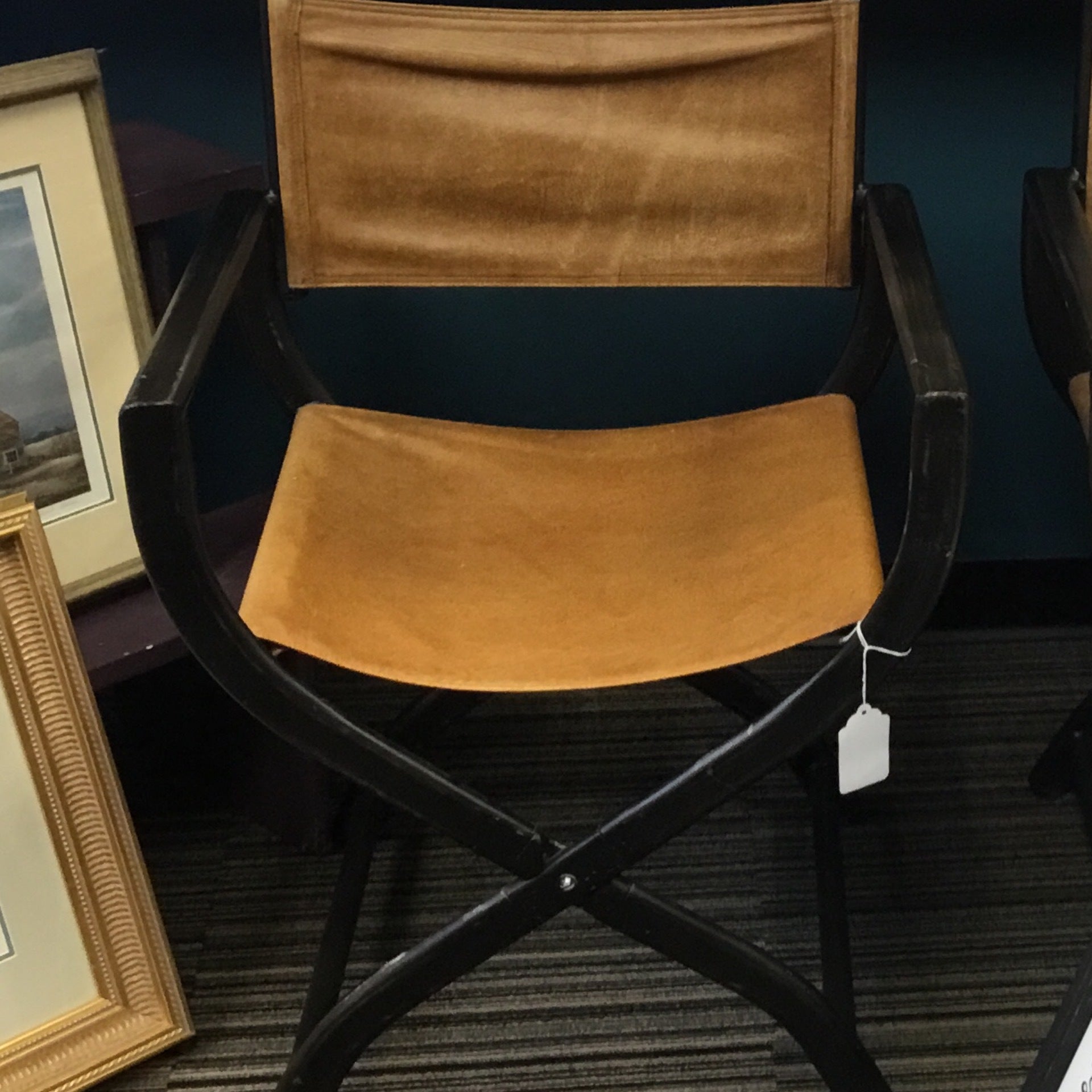 Metal Brown Leather Directors Chair